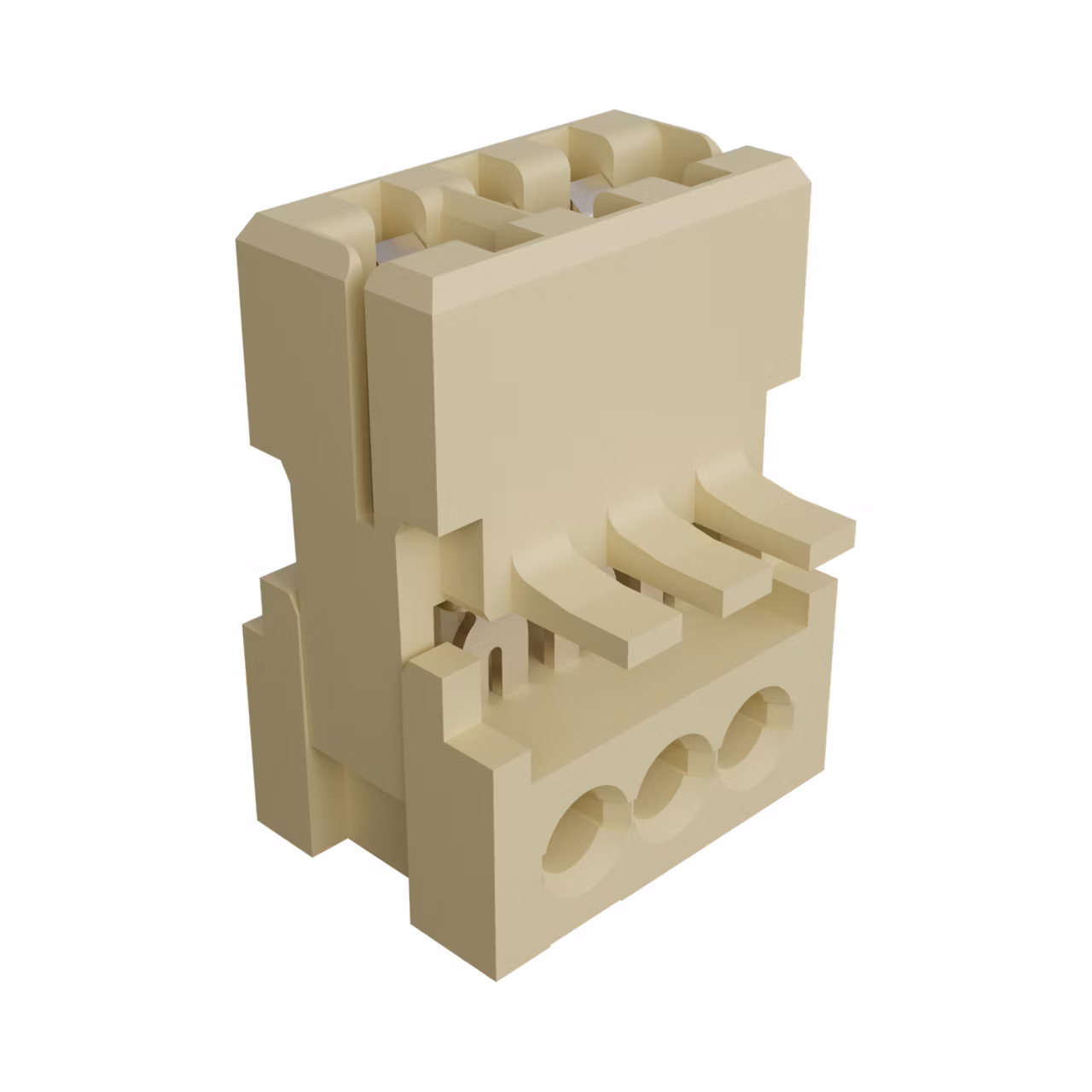Appli-Mate RAST 2.5 Connector, 2.50mm Pitch, Female, 3 Circuits, Positions A, B, C, and D Removed, Polarizing Rib Between 1/2, Locking Pips, Slotted Endwalls, Tin Plating for sale