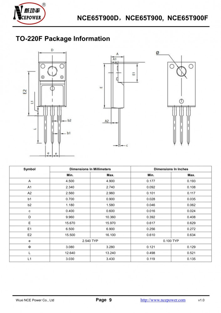 NCE65T900F datasheet page 9