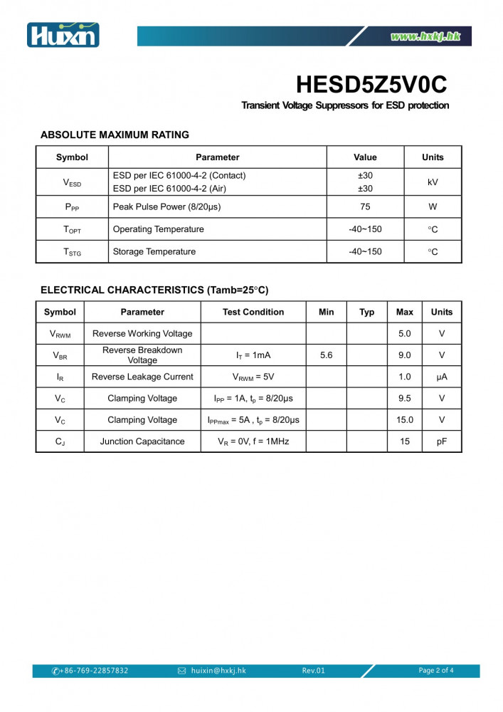 HESD5Z5V0C datasheet page 2