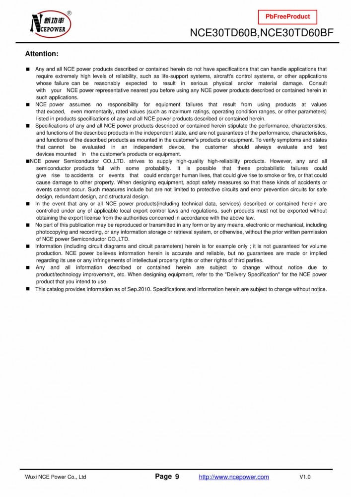 NCE30TD60BF datasheet page 9