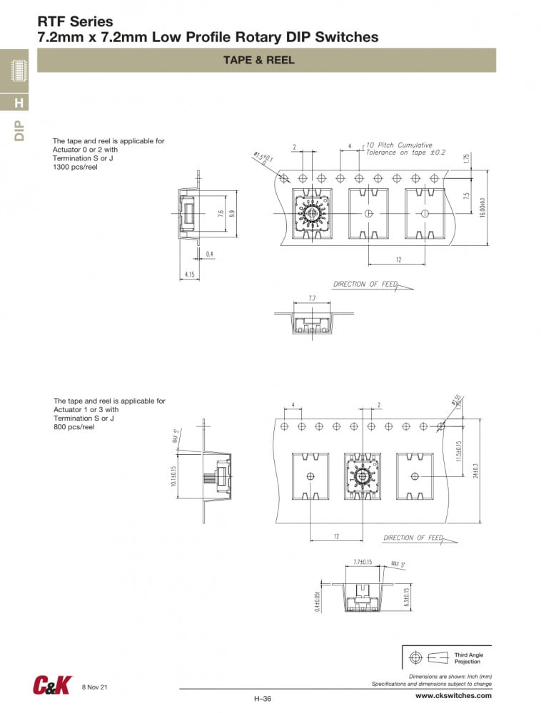 C&K RTF series datasheet page 4