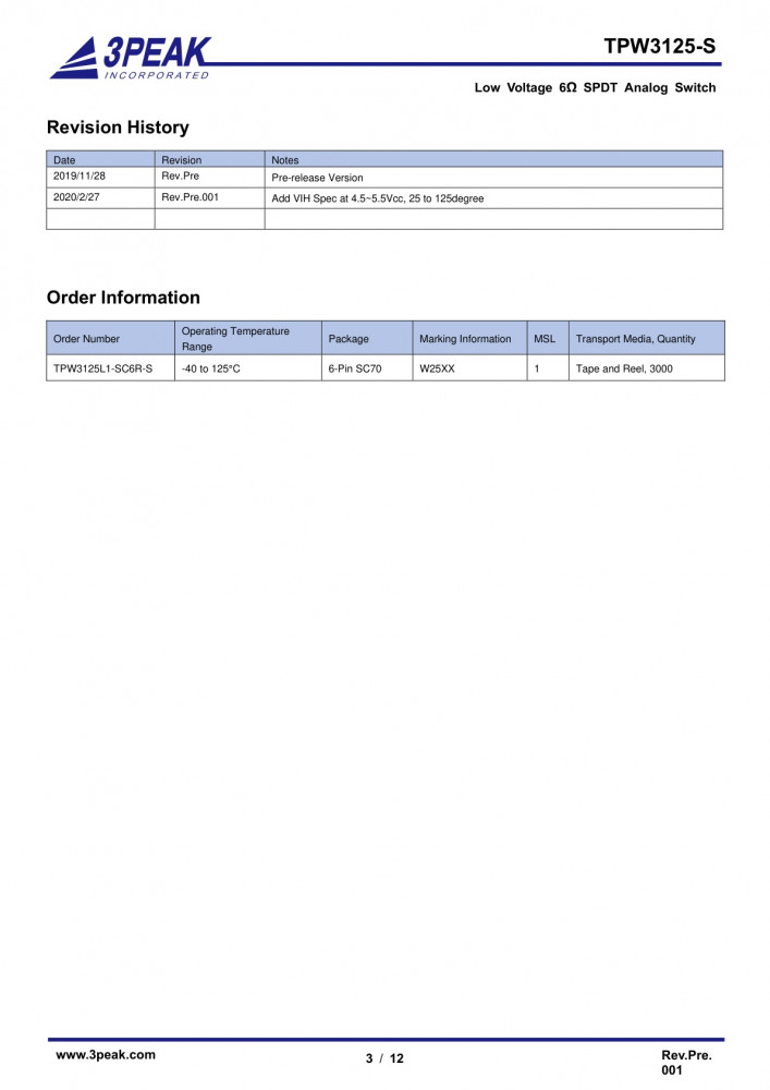 TPW3125 datasheet page 3