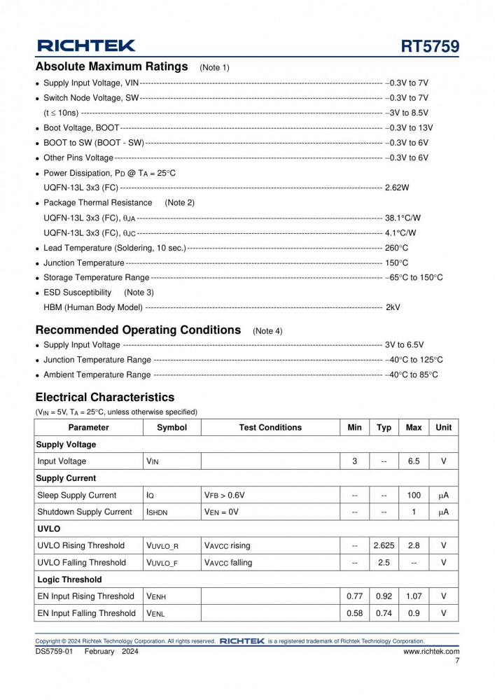 RT5759 datasheet page 7
