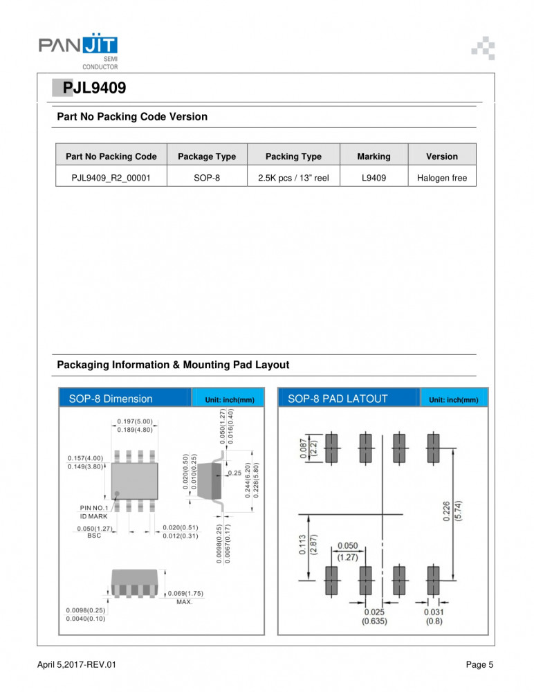 PJL9409 datasheet page 5