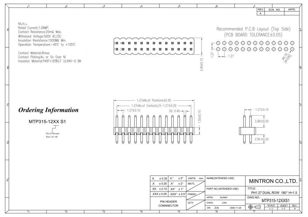 MINTRON MTP315-1204S1 technical drawing