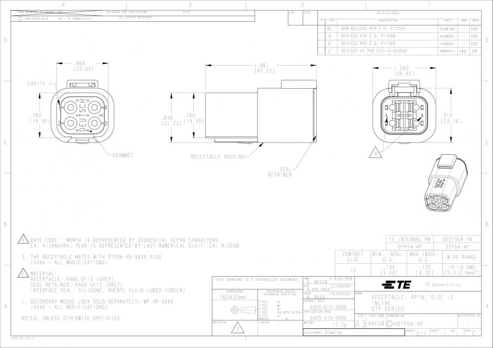 DEUTSCH DTP04-4P controlled drawing preview