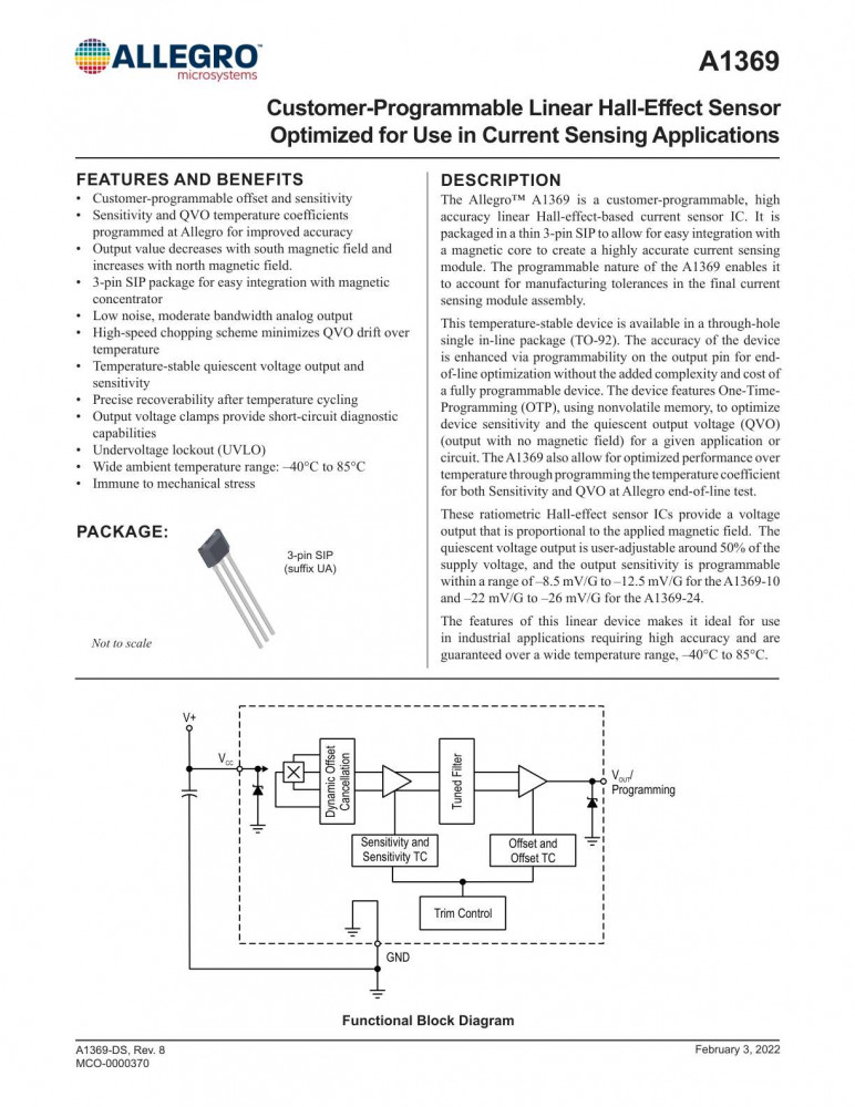 A1369 datasheet page 1