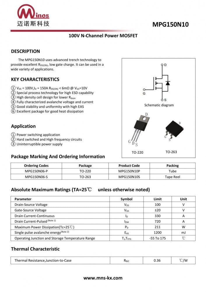 MPG150N10P datasheet page 1