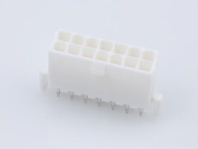 Mini-Fit Plus Header, Dual Row, Vertical, 6 Circuits, with Snap-in Plastic Peg PCB Lock, Nylon 6/6, UL 94V-2, Tin (Sn) Plating