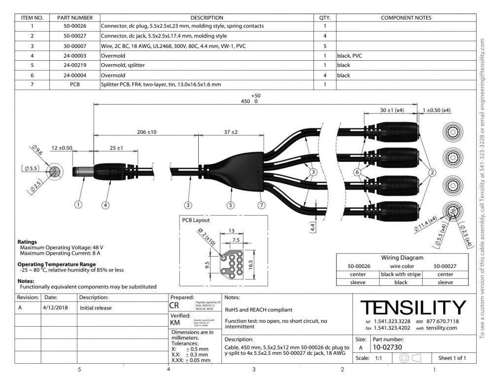 Tensility International 10-02730 technical drawing