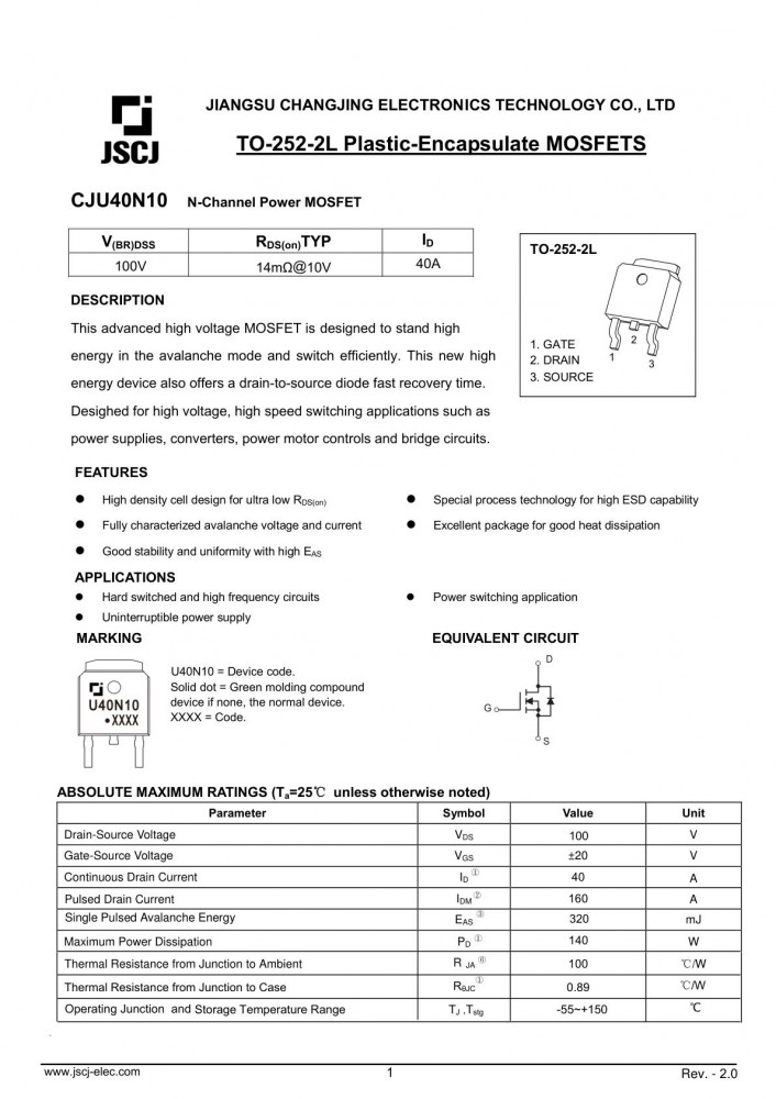 CJU40N10 datasheet page 1