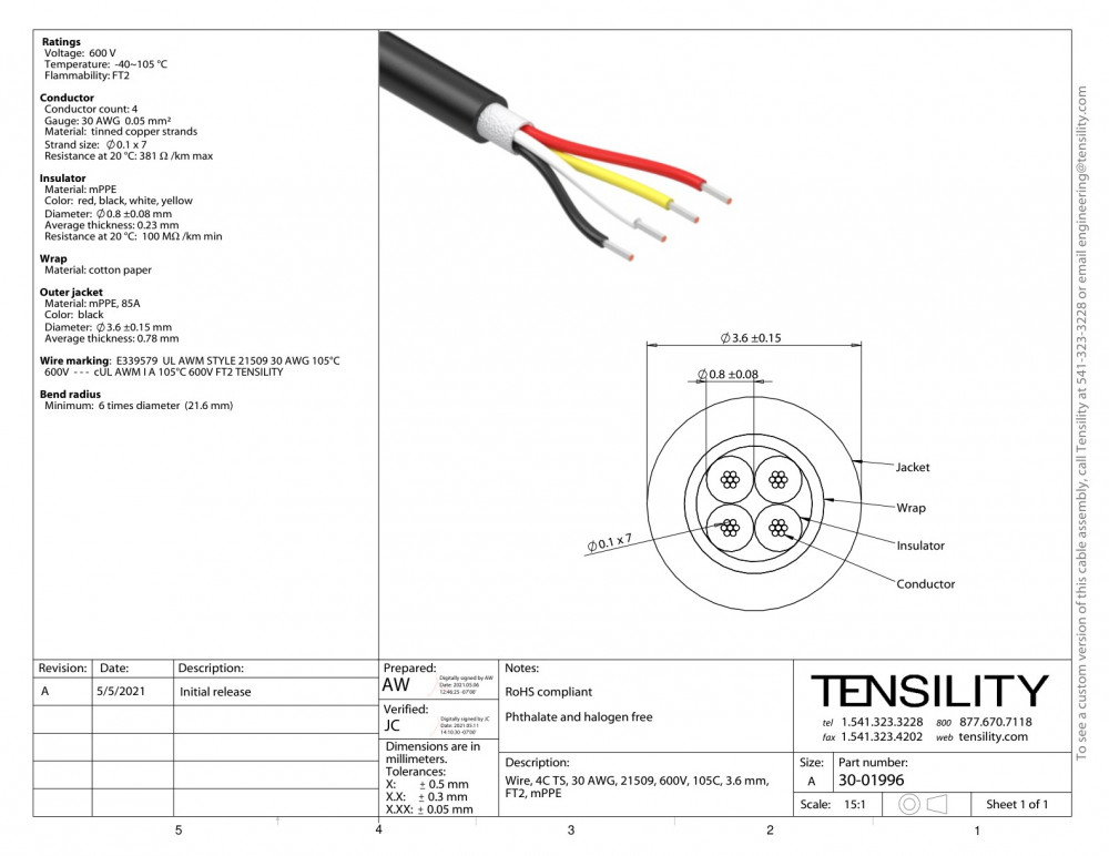 Tensility International 30-01996 cable drawing preview