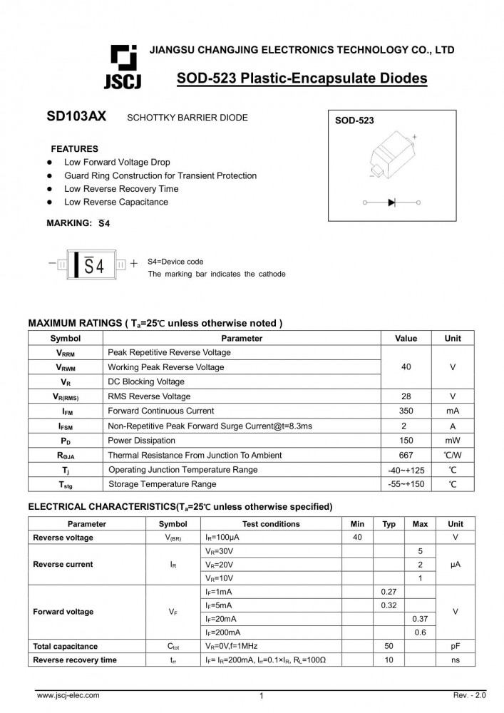 SD103AX datasheet page 1