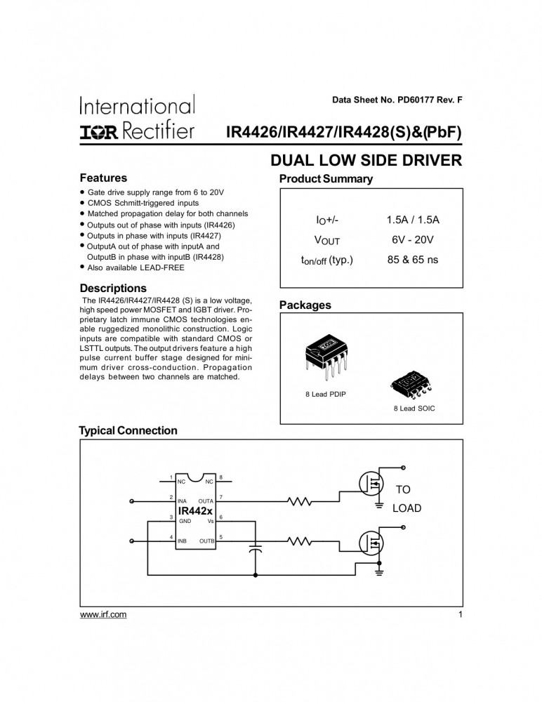 IR4427PBF datasheet page 1
