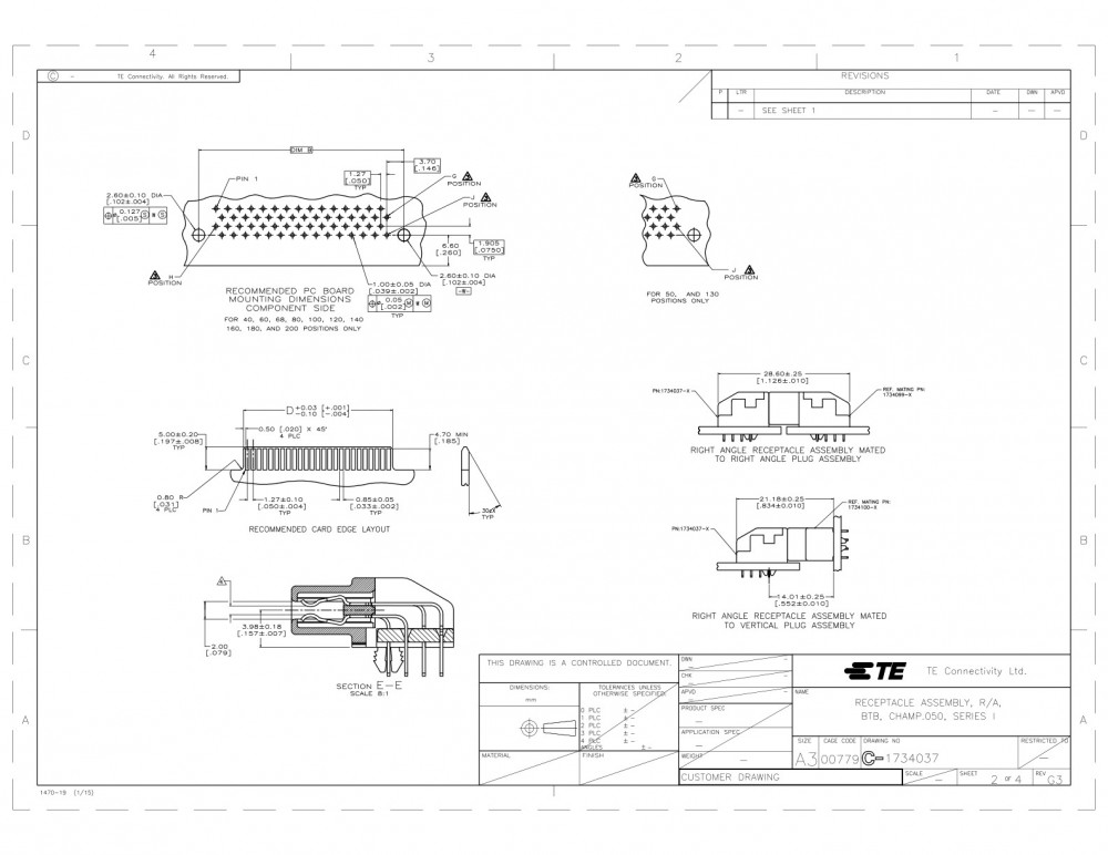 TE Connectivity 1734037-6 controlled drawing sheet 2