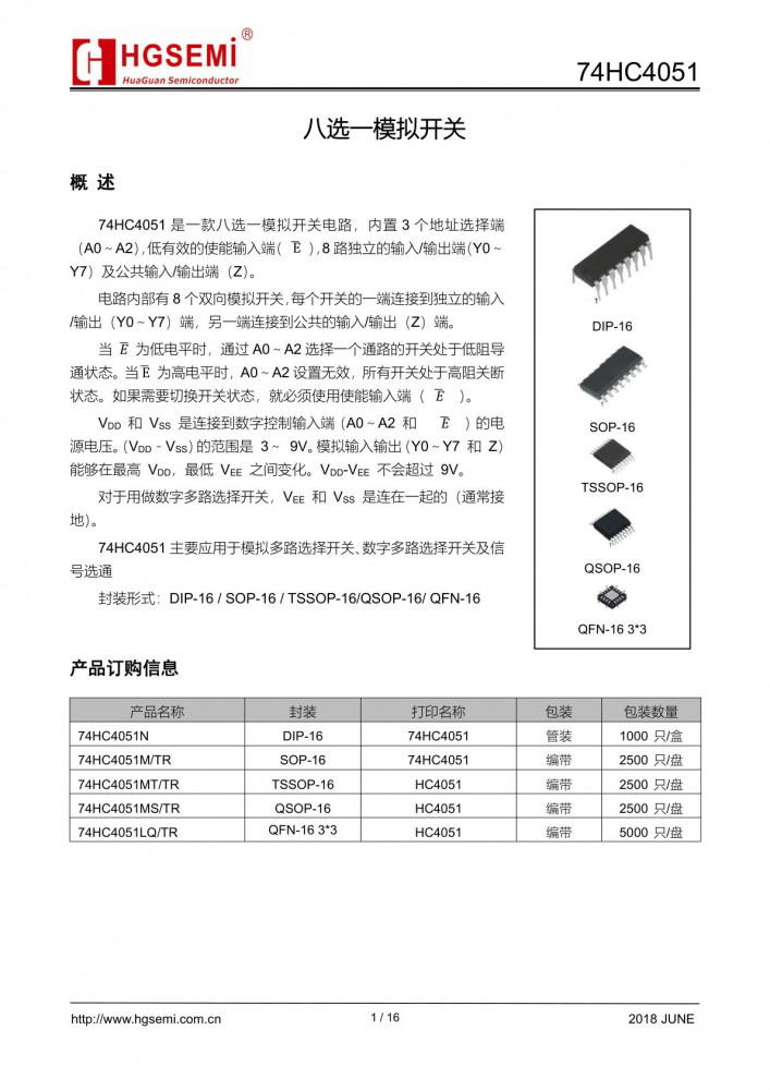 74HC4051LQ/TR datasheet page 1