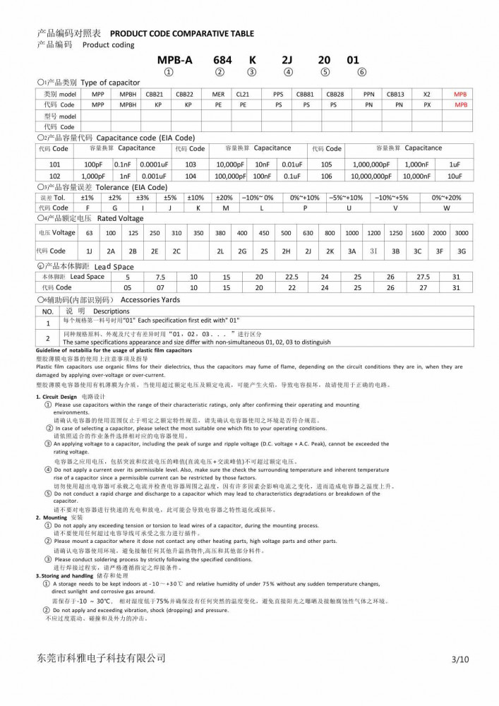 KYET MPBA684K2J2001 specification page 3
