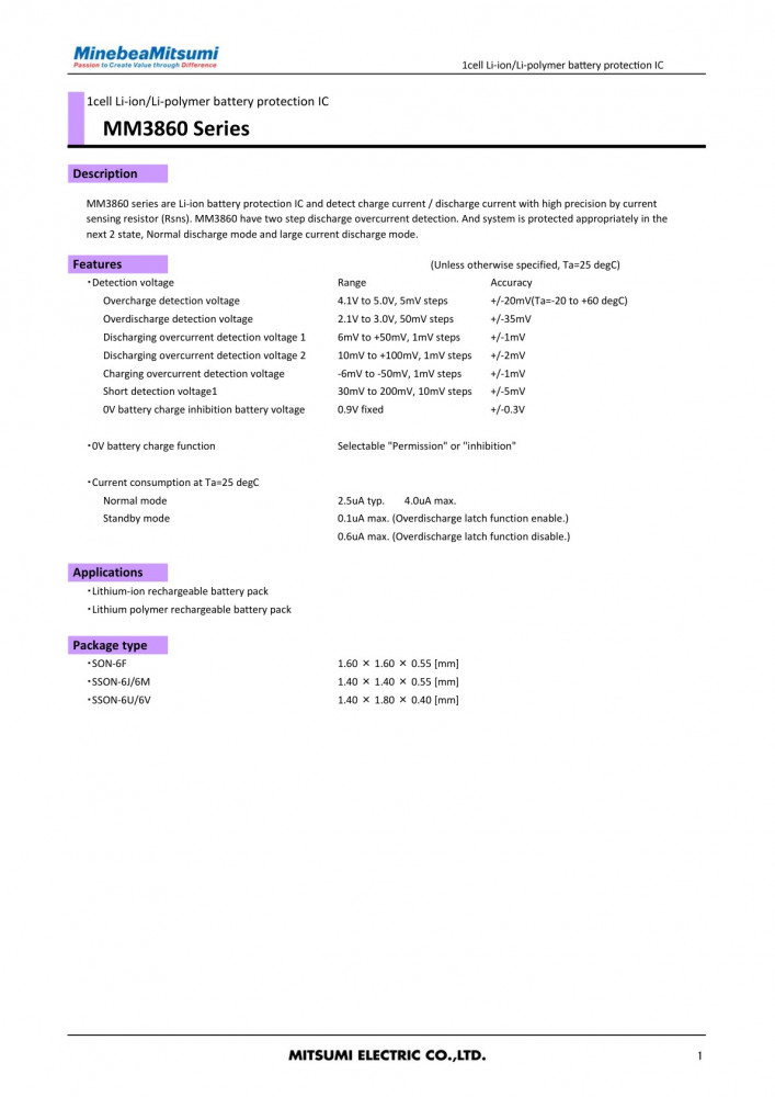 MM3860 datasheet page 1