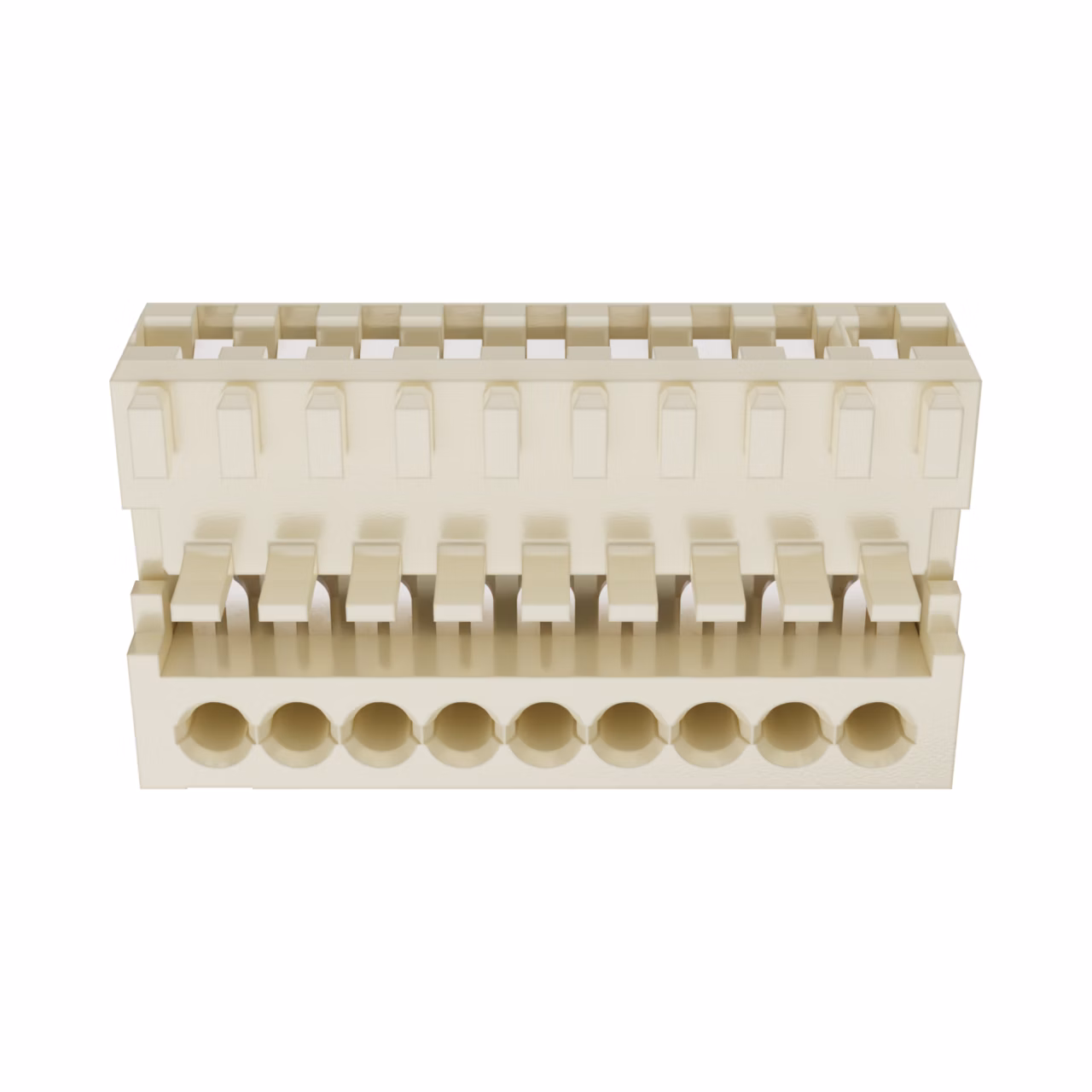Appli-Mate RAST 2.5 Connector, 2.50mm Pitch, Female, 9 Circuits, Polarizing Rib Between 8/9, Locking Pips, Slotted Endwalls, Tin Plating for sale