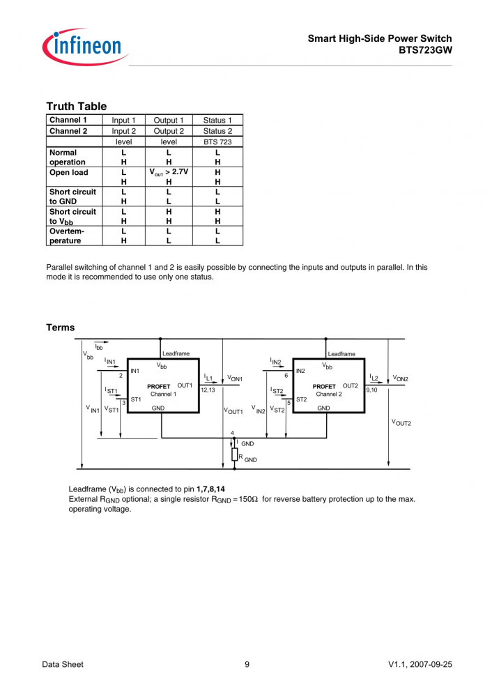 BTS723GW datasheet page 9