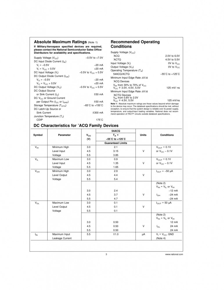 54ACTQ245DM/B datasheet page 3