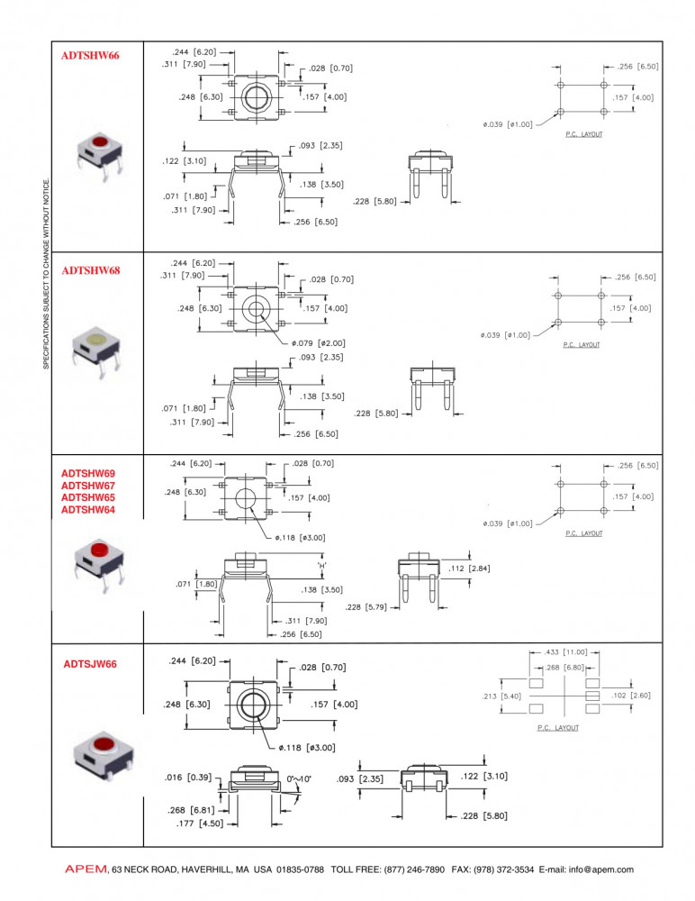 APEM ADTS series datasheet page 3