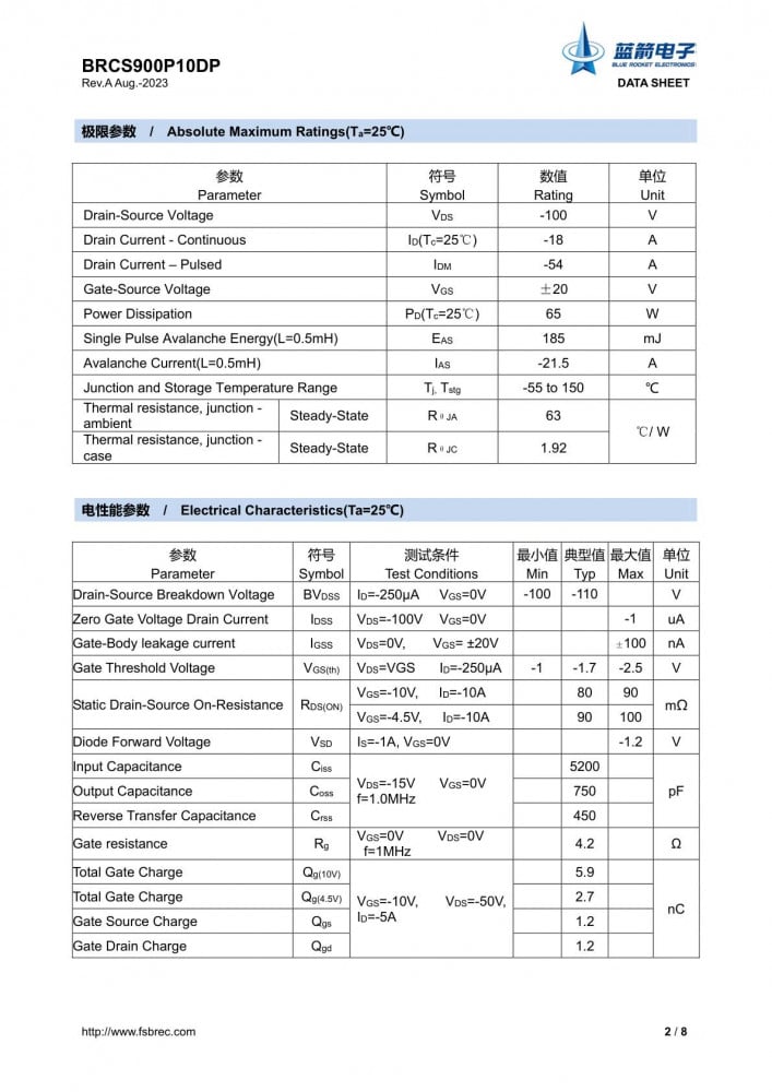 BRCS900P10DP datasheet page 2