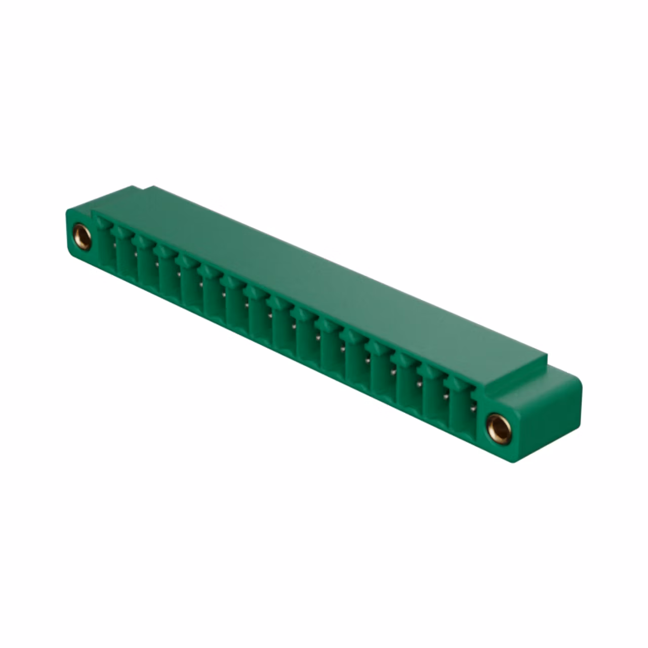 3.50mm Pitch Eurostyle Right-Angle PCB Header, with Threaded Retention Inserts, Green Housing, 16 Circuits for sale