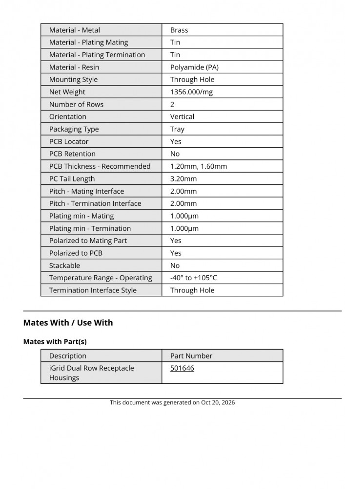 MOLEX 5016452221 technical document image, page 3