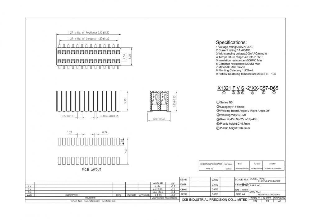 X1321FVS-2x15-C57D65 technical drawing page 1
