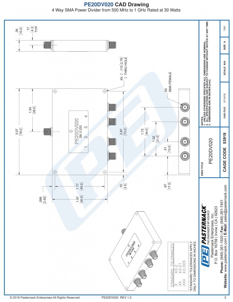 PE20DV020 technical document page 3