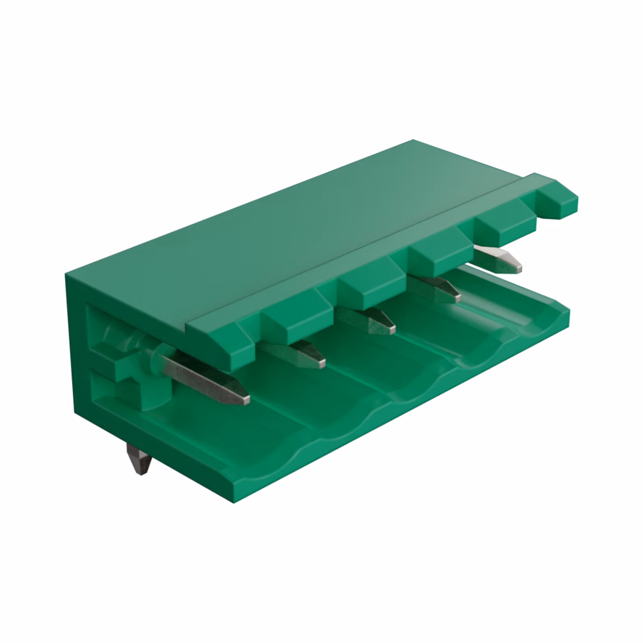 5.08mm Pitch Eurostyle Right-Angle PCB Header, Open Ends, Green Housing, 5 Circuits for sale