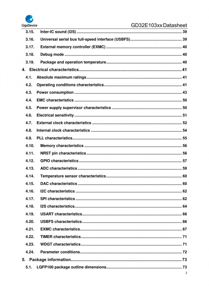 GD32E103xx datasheet page 3