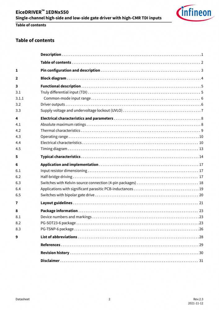 Infineon 1EDN8550BXTSA1 technical document page 2