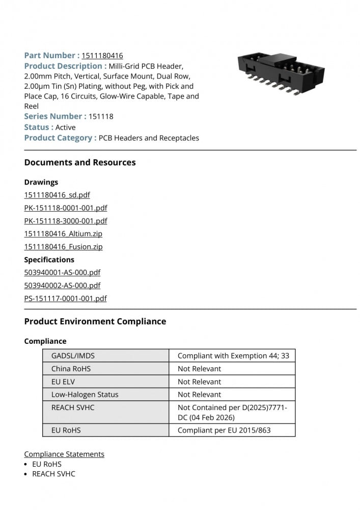 MOLEX Milli-Grid specification page 1