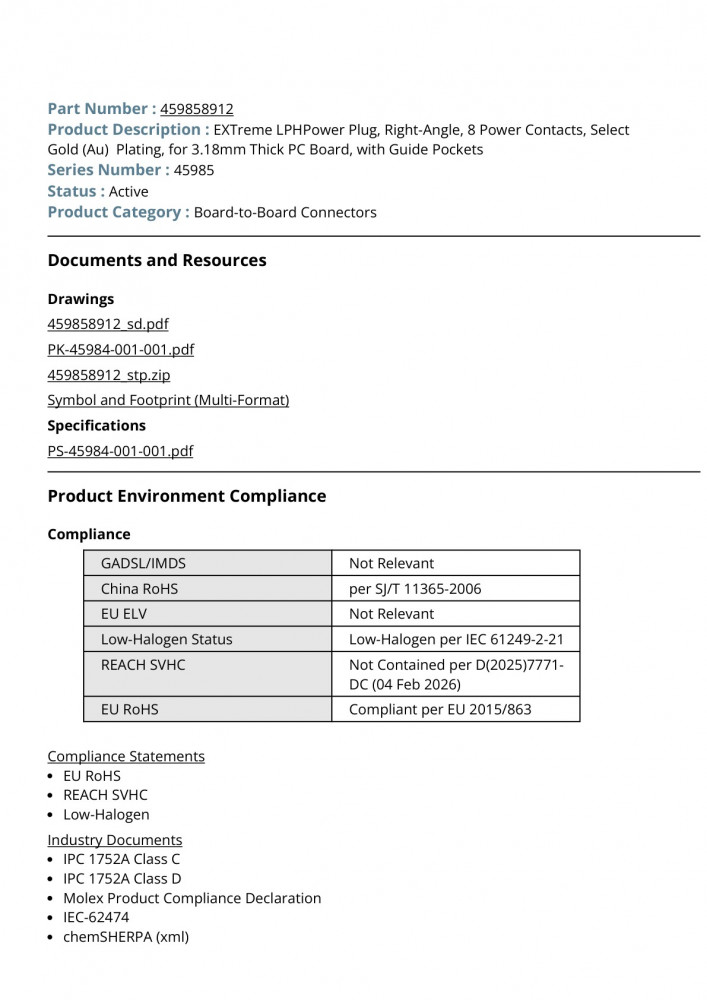 MOLEX 459858912 technical document image 1