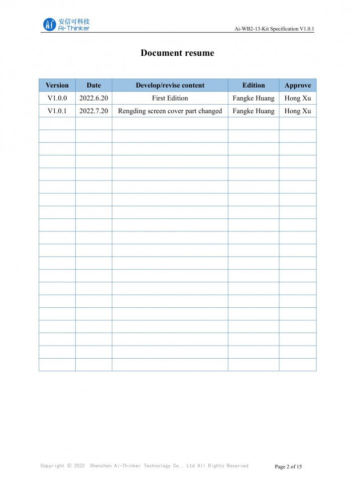 Ai-WB2-13-Kit datasheet page 2