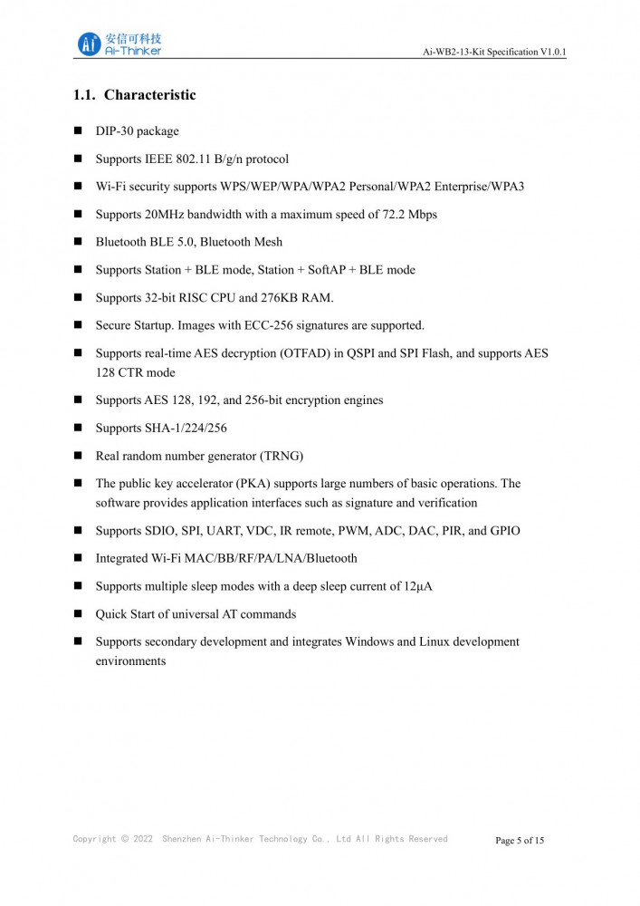 Ai-WB2-13-Kit datasheet page 5