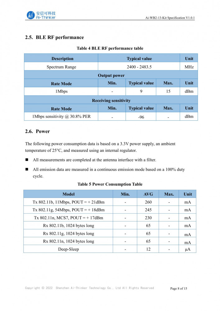 Ai-WB2-13-Kit datasheet page 8