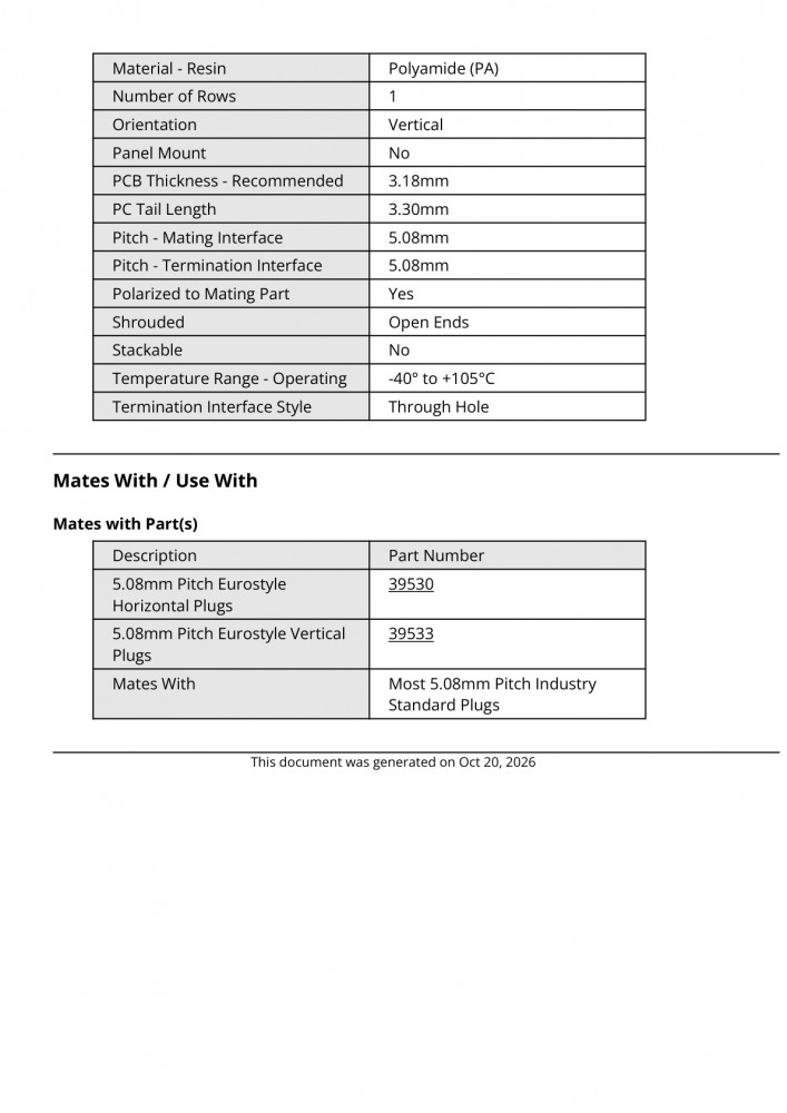Technical document page 3 for product 395310002