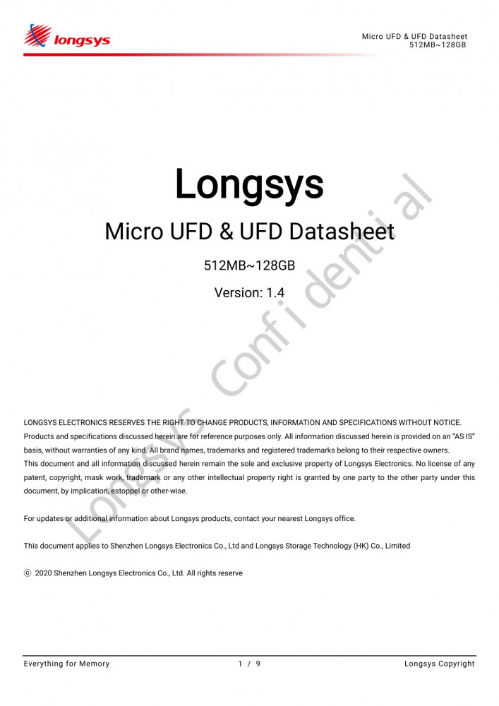 FORESEE U2203 datasheet page 1
