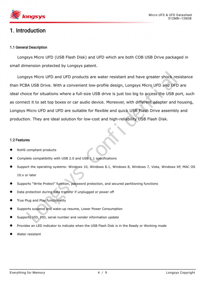 FORESEE U2203 datasheet page 4
