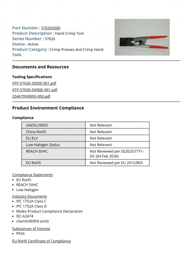 Tooling document preview, page 1
