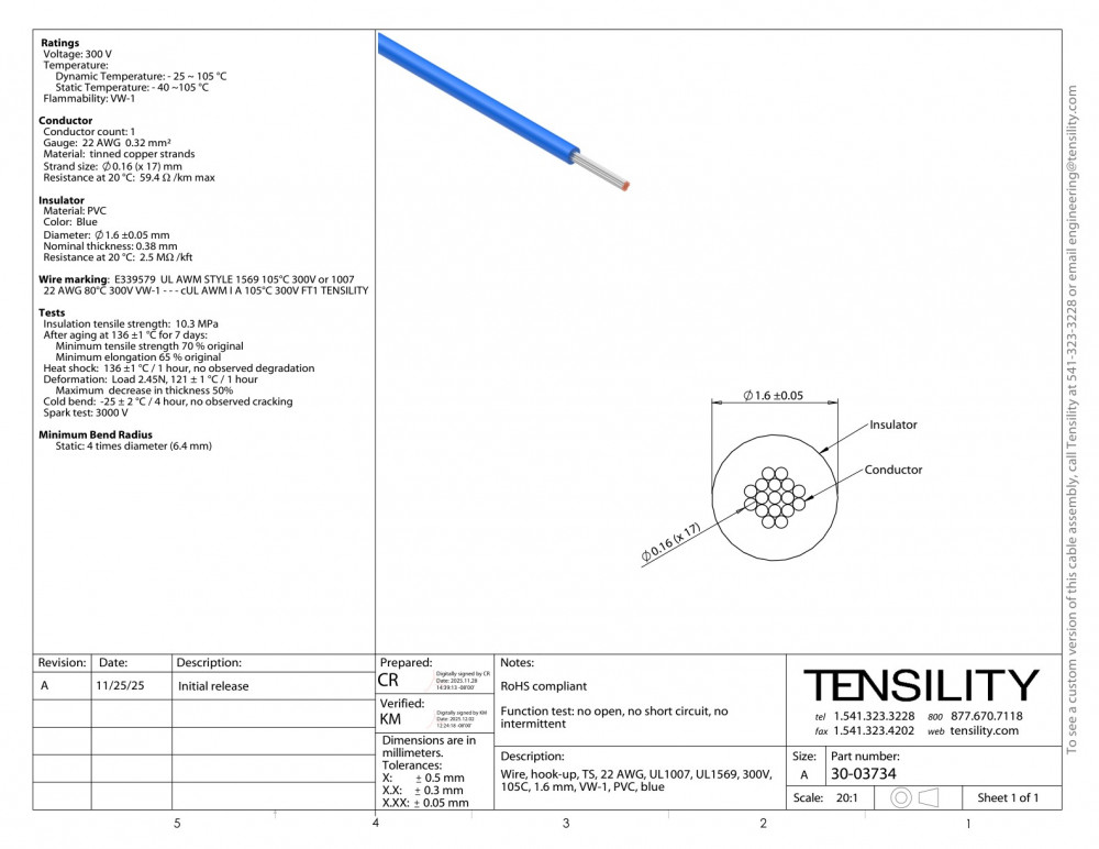Tensility International 30-03734 product drawing