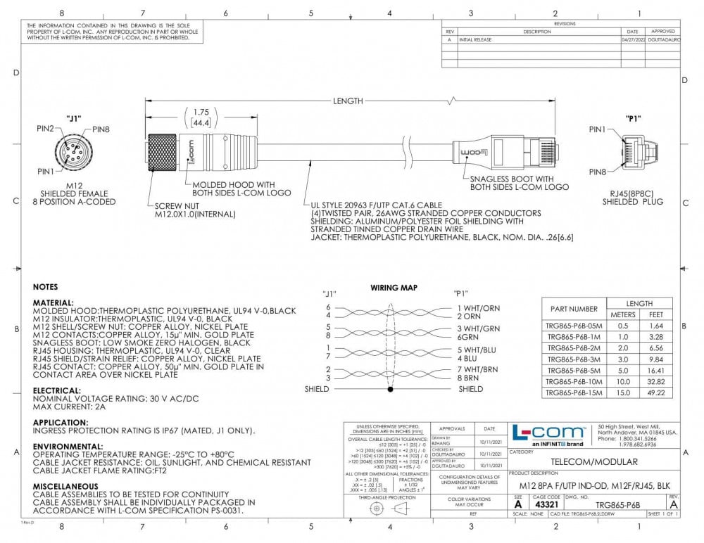 L-com TRG865-P6B product drawing