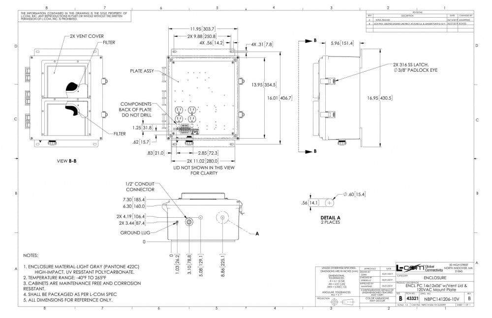 L-com NBPC141206-10V engineering drawing