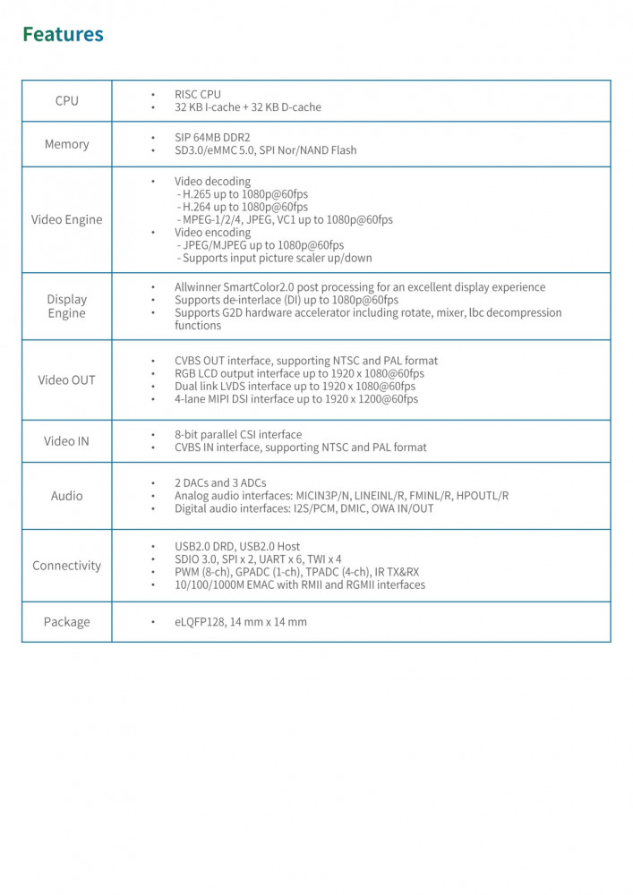 Allwinner D1s technical document page 2