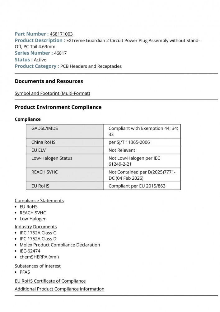 MOLEX 468171003 product document page 1