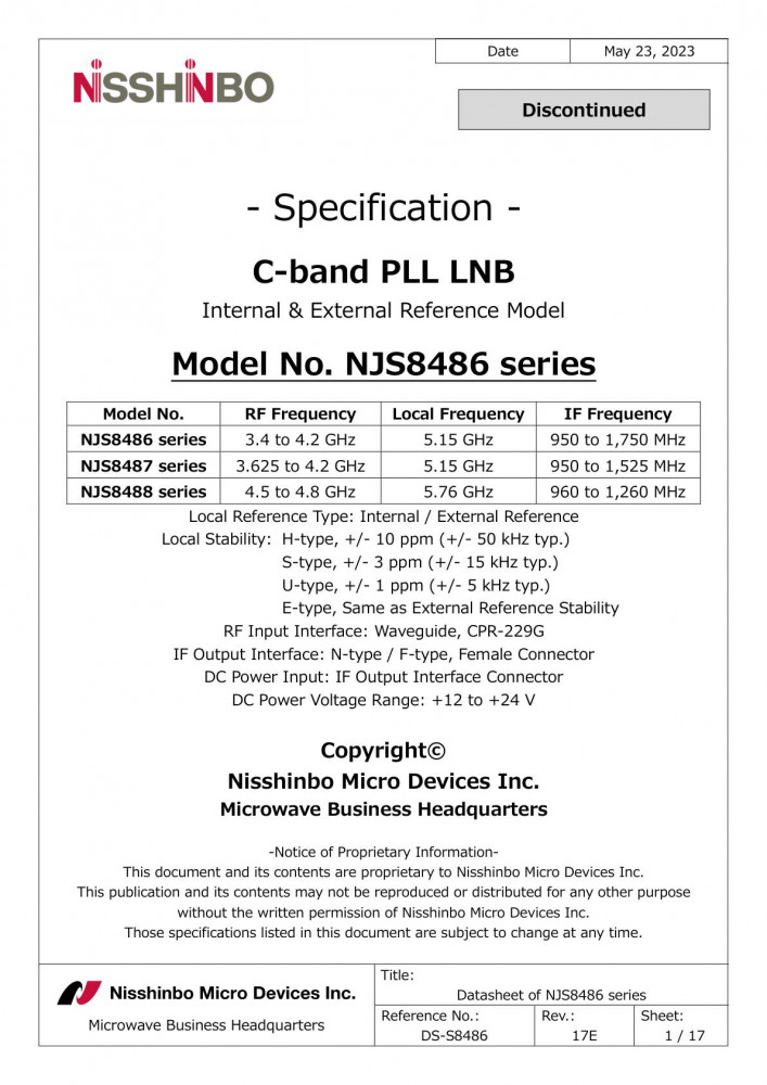 NJS8486 series datasheet page 1