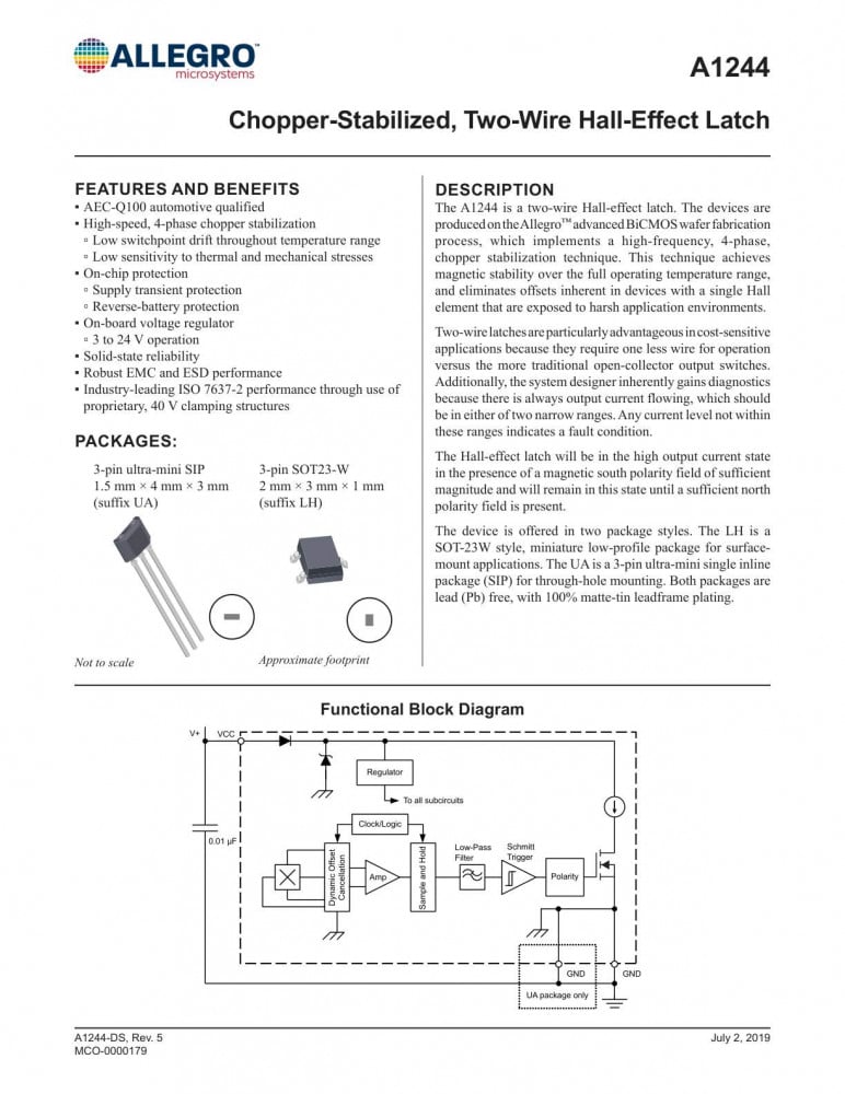 A1244 datasheet page 1